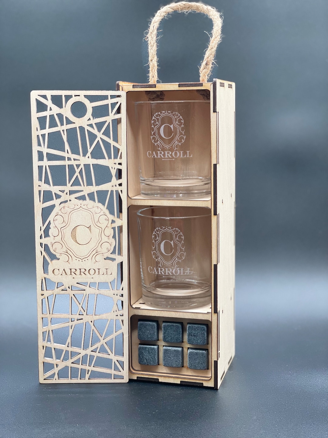 Whiskey Gift Set, Handmade Whiskey Box, Personalized Whiskey Glass ...