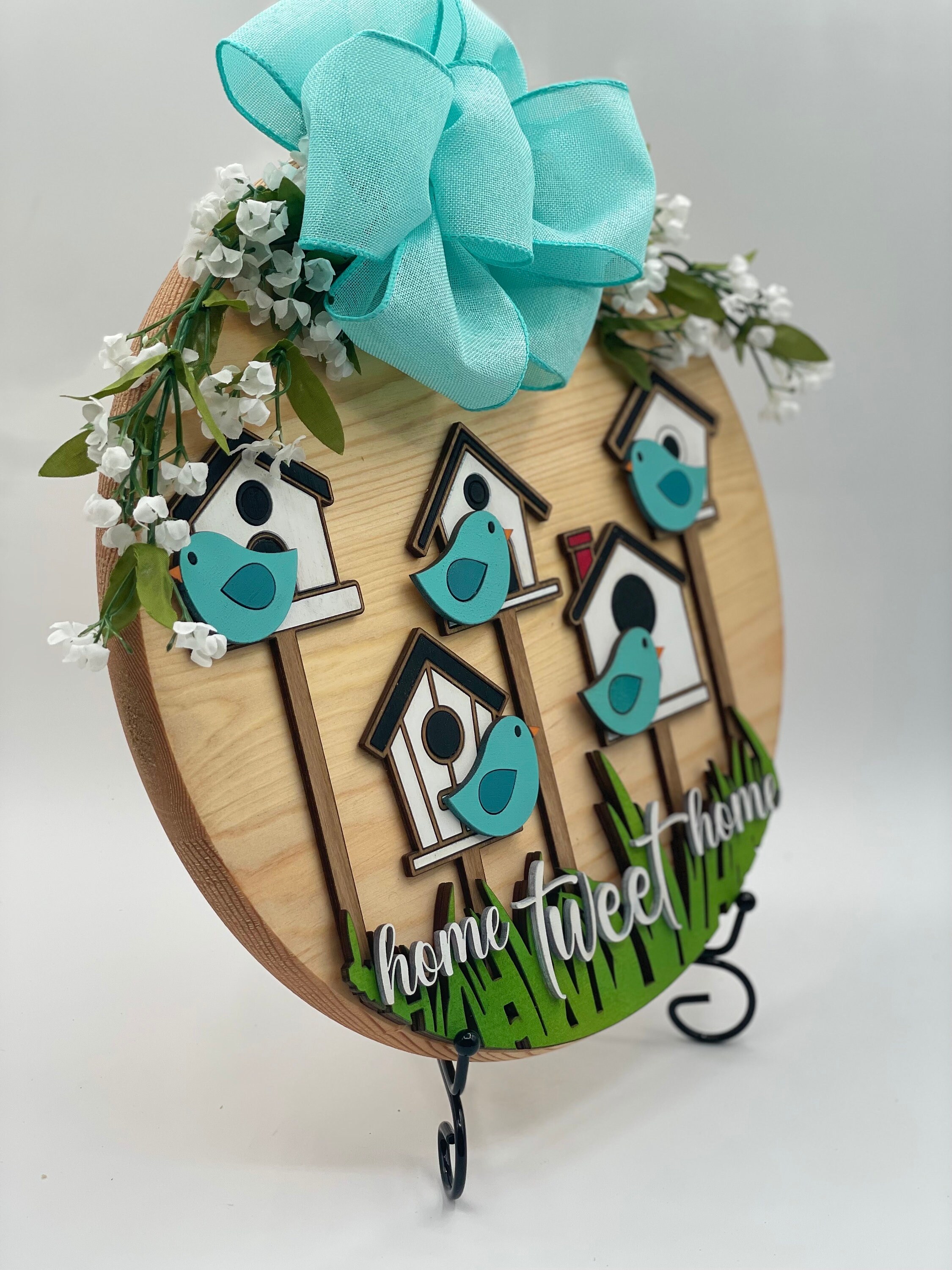 Feathered Welcome 'home Tweet Home' Sign With Charming Birds in Bird ...