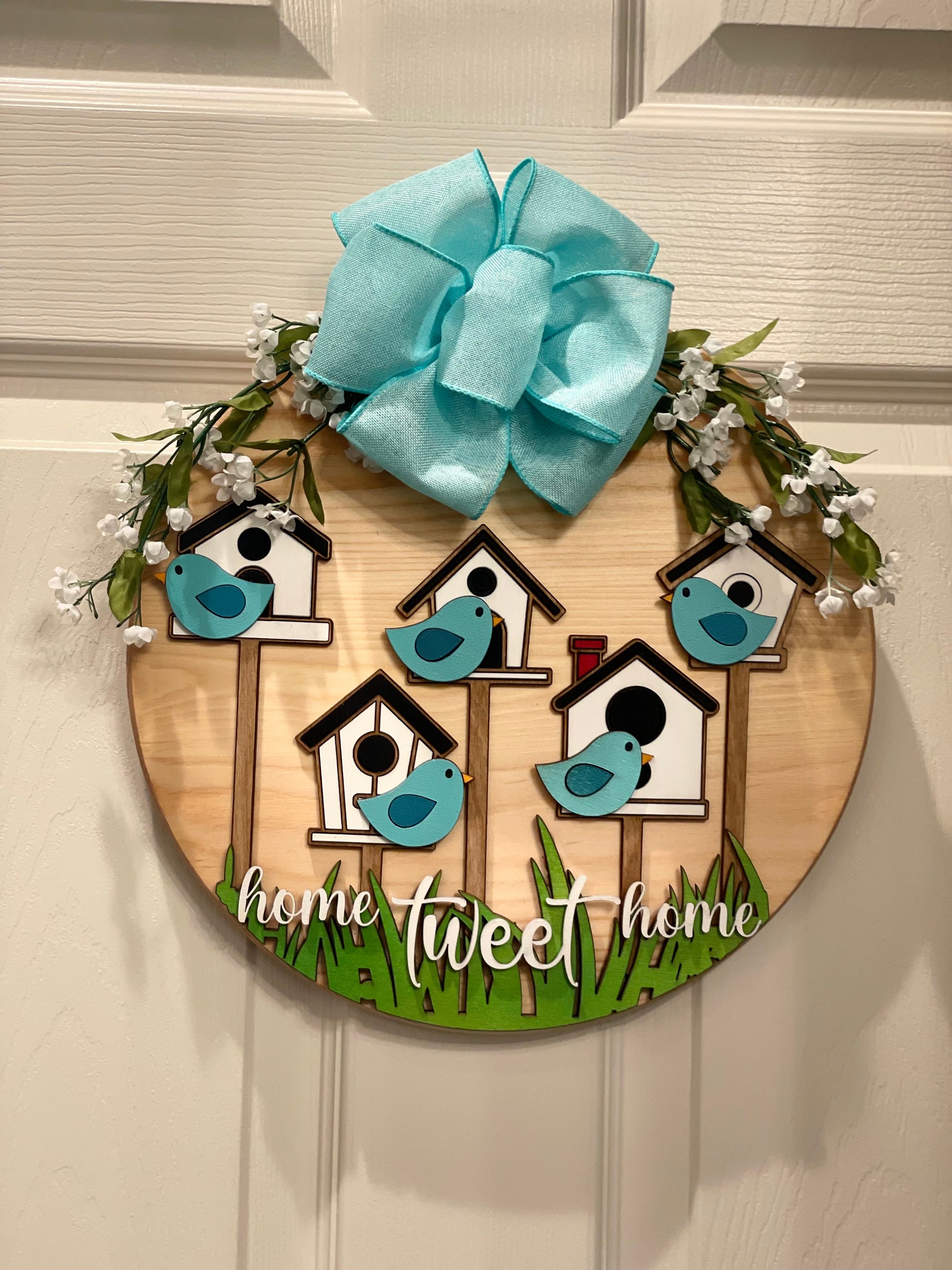 Feathered Welcome 'home Tweet Home' Sign With Charming Birds in Bird ...