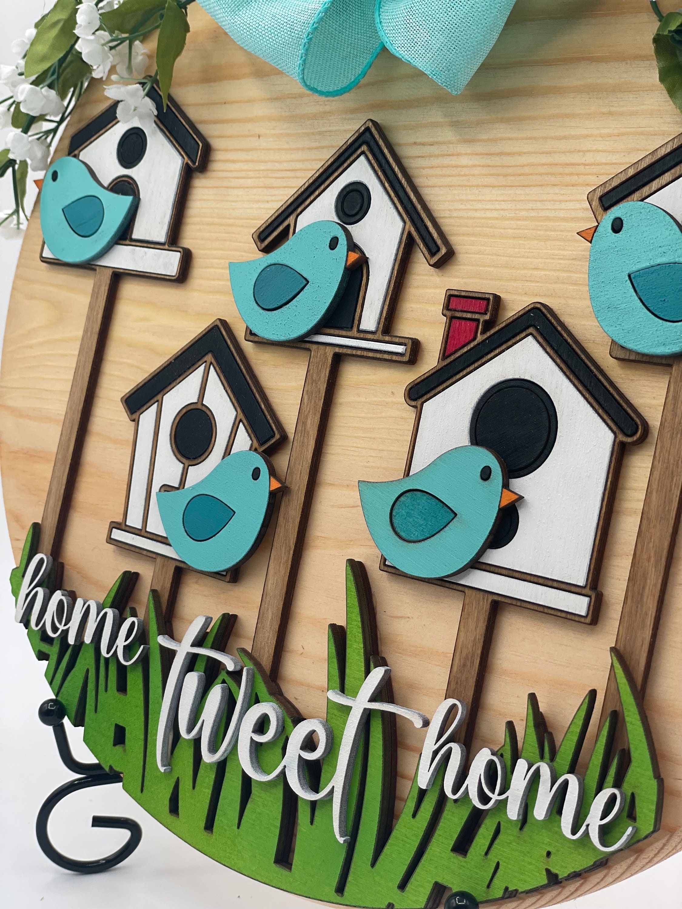 Feathered Welcome 'home Tweet Home' Sign With Charming Birds in Bird ...