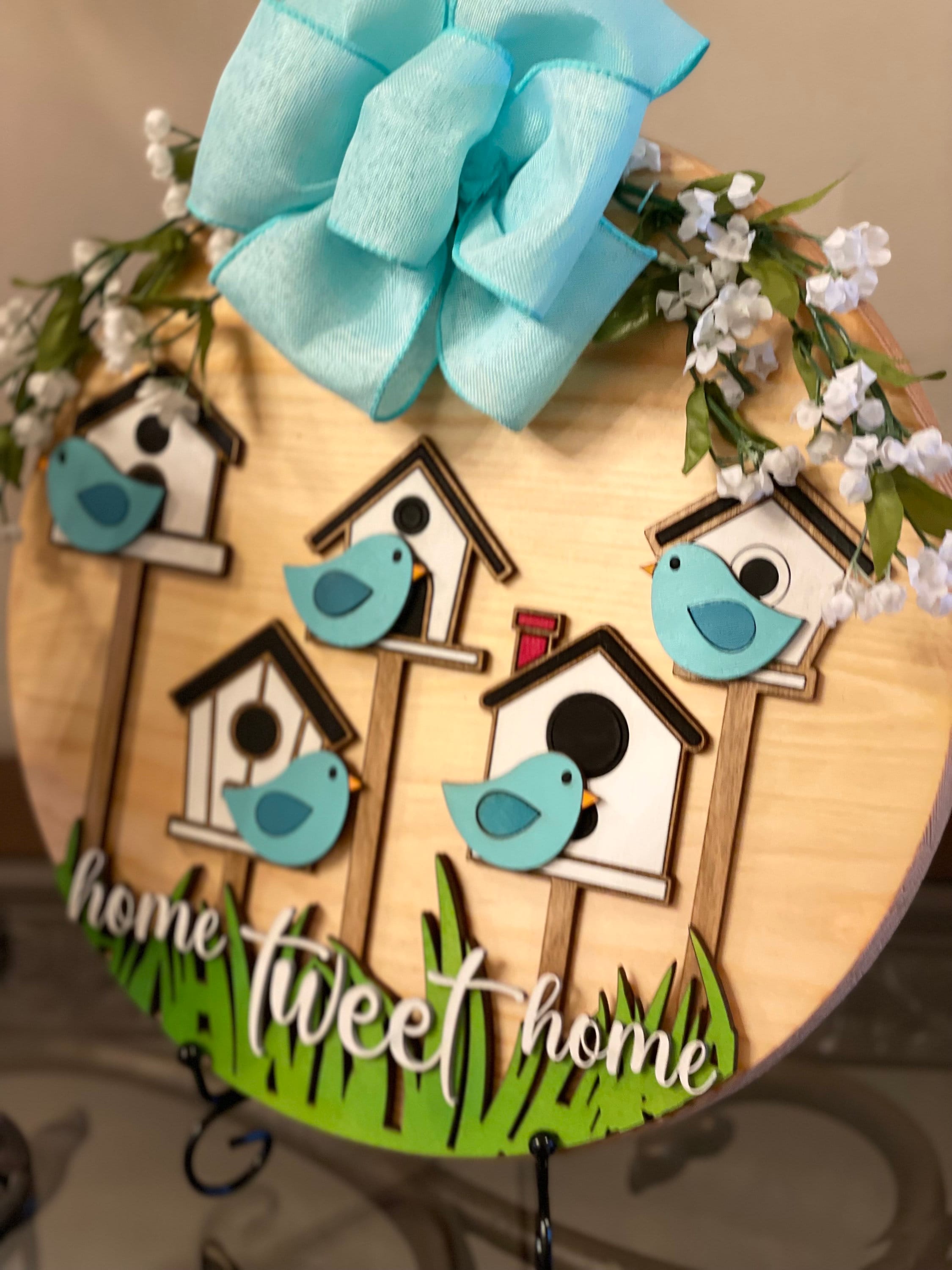 Feathered Welcome 'home Tweet Home' Sign With Charming Birds in Bird ...