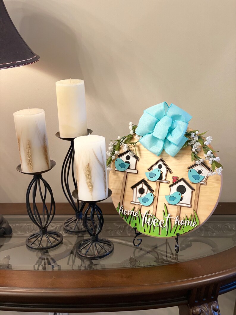 Feathered Welcome 'home Tweet Home' Sign With Charming Birds in Bird ...