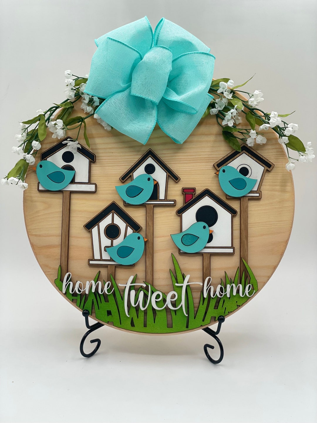 Feathered Welcome 'home Tweet Home' Sign With Charming Birds in Bird ...