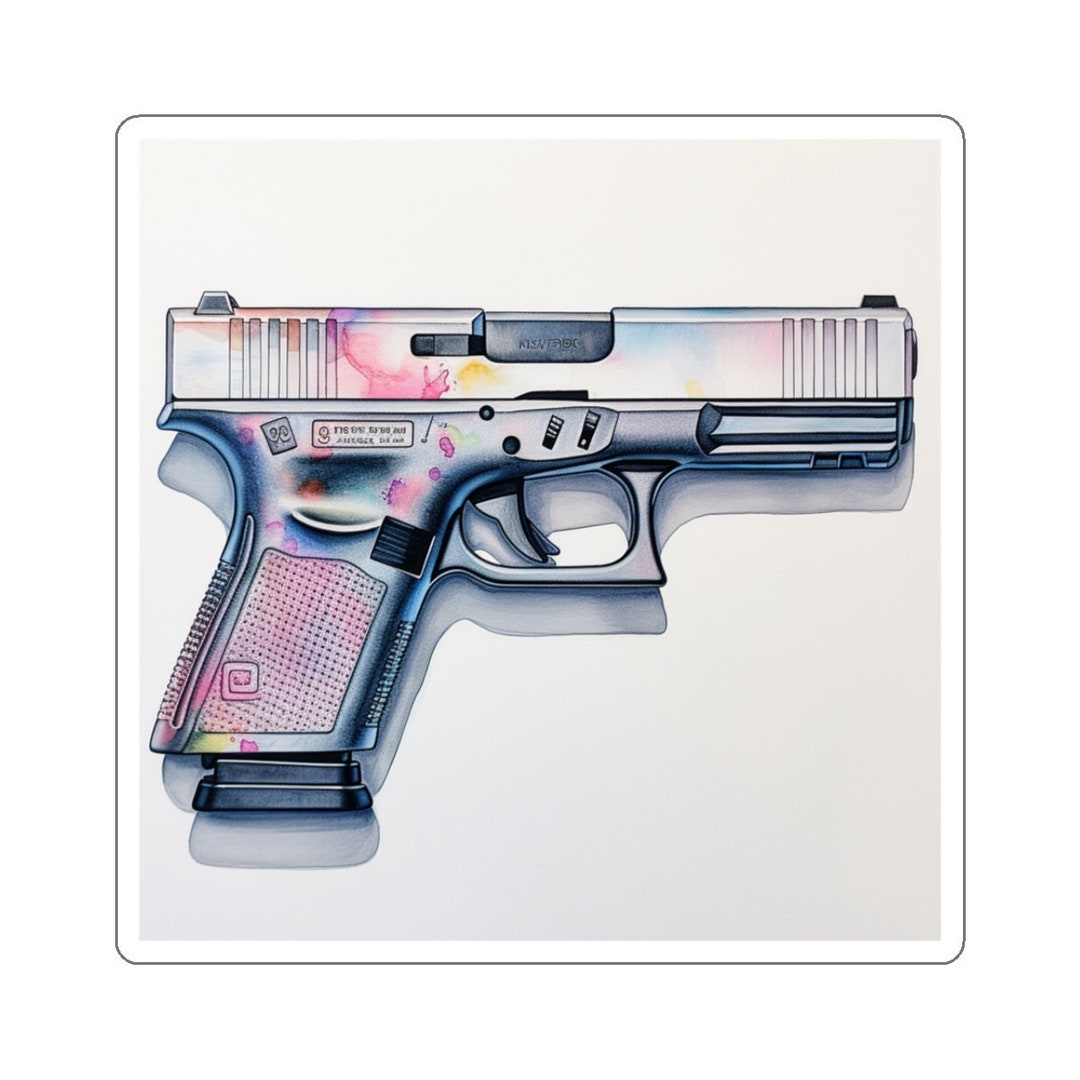 Watercolor G 9mm Pistol Kiss-cut Stickers - Etsy