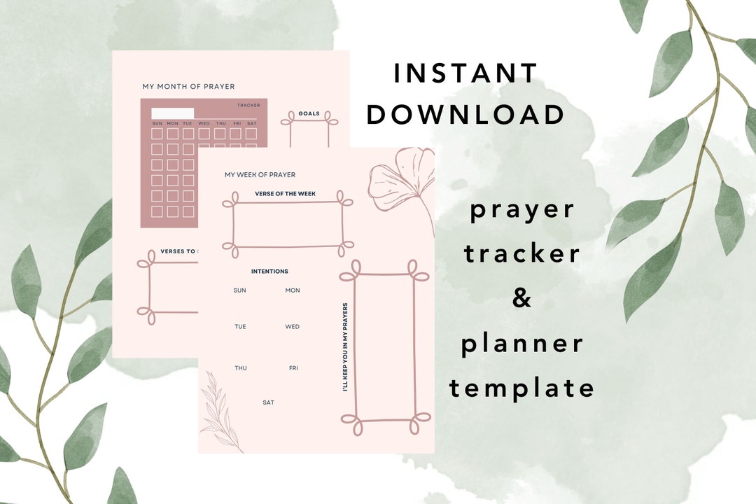 Prayer Tracking Template, Monthly & Weekly Planner for Prayer - Etsy