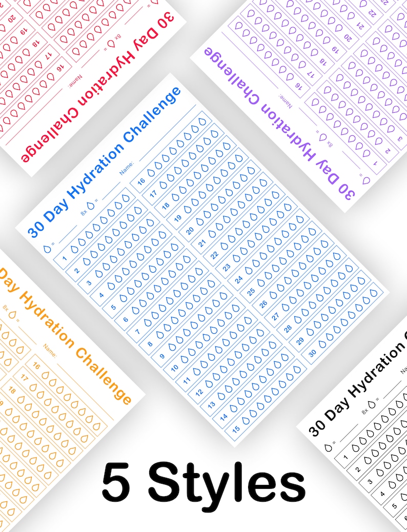 30 Day Hydration Challenge I Printable Water Intake Journal & Diary ...