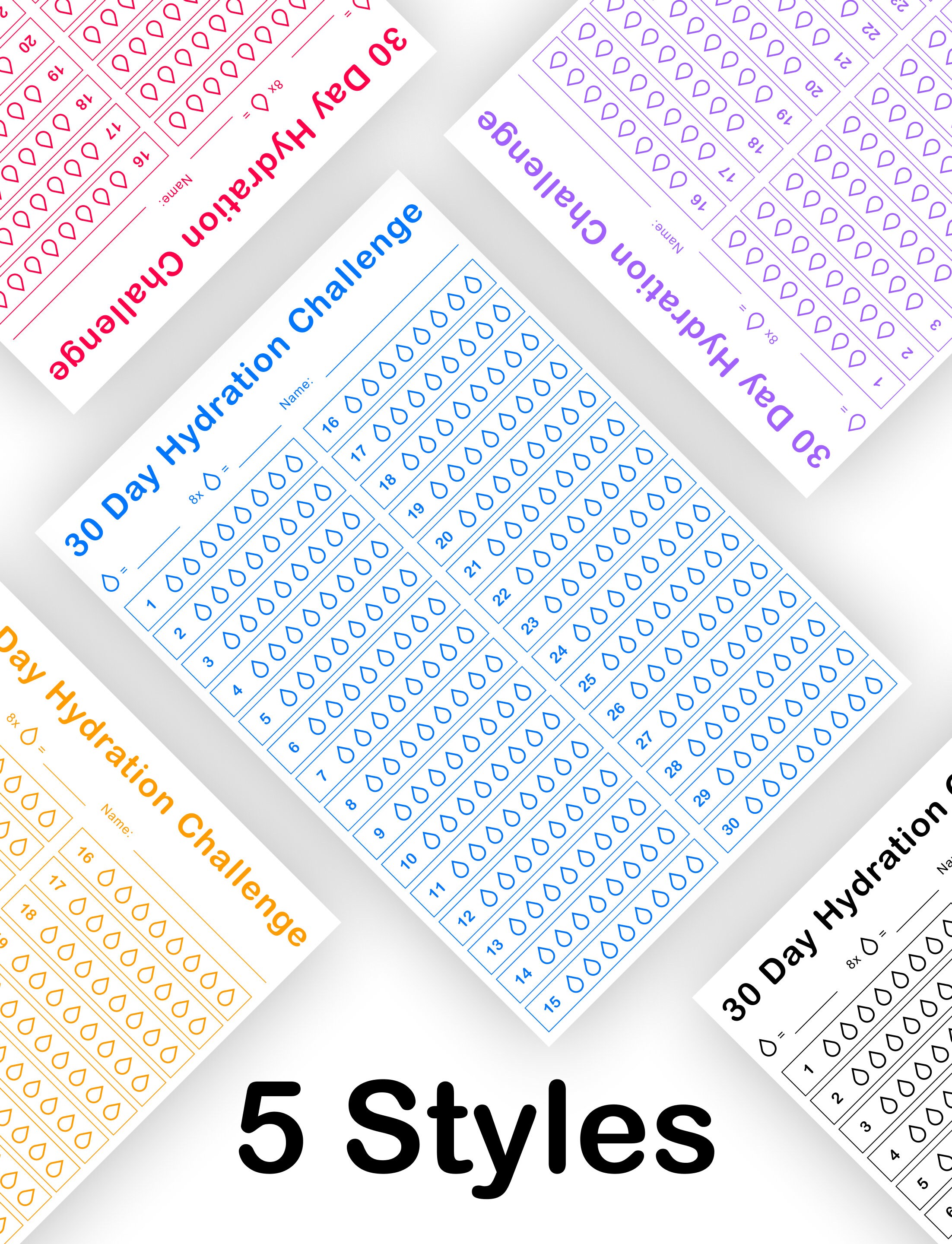 30 Day Hydration Challenge I Printable Water Intake Journal & Diary ...