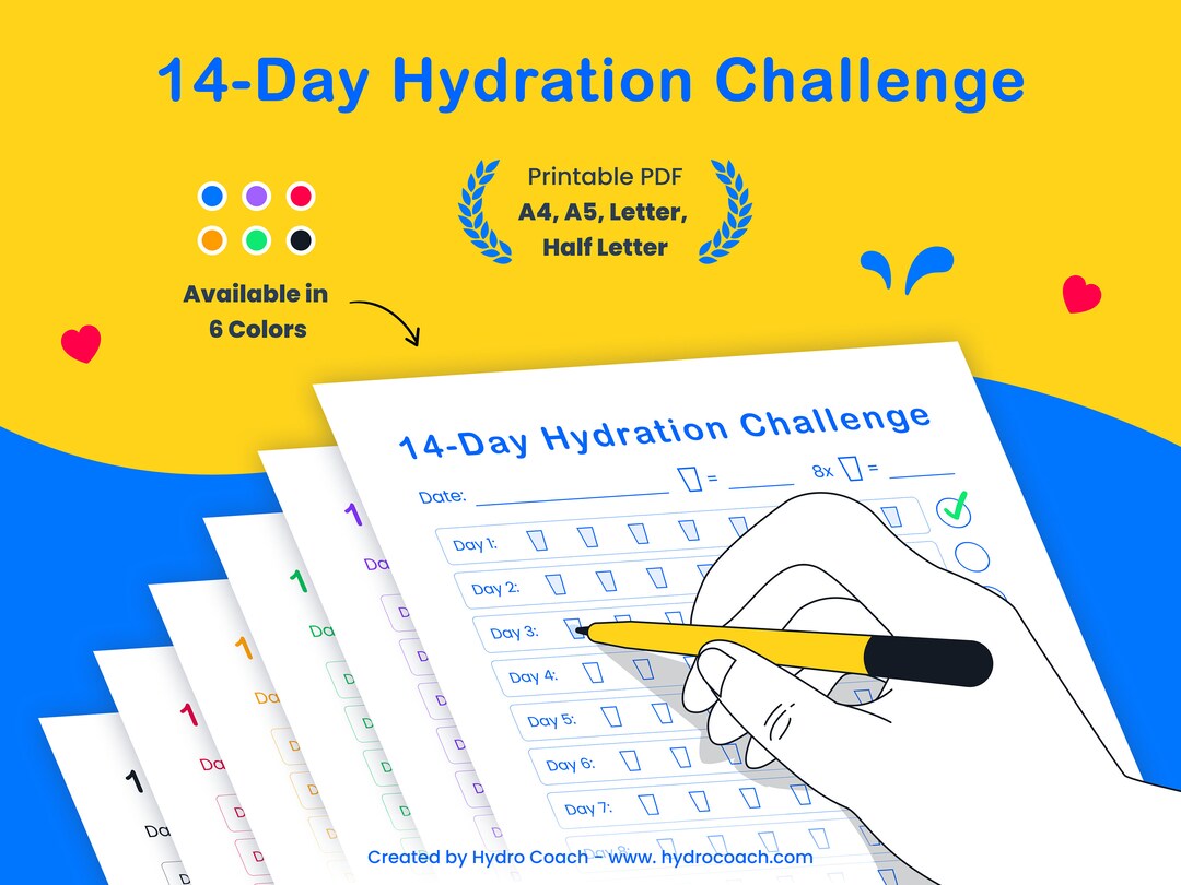 14 Day Water Challenge PDF I Printable Water Diary & Water Journal ...