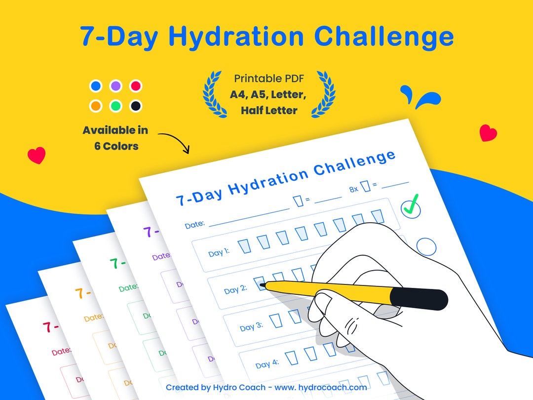 7-day Hydration Challenge I Printable I Water Journal I Drink More ...