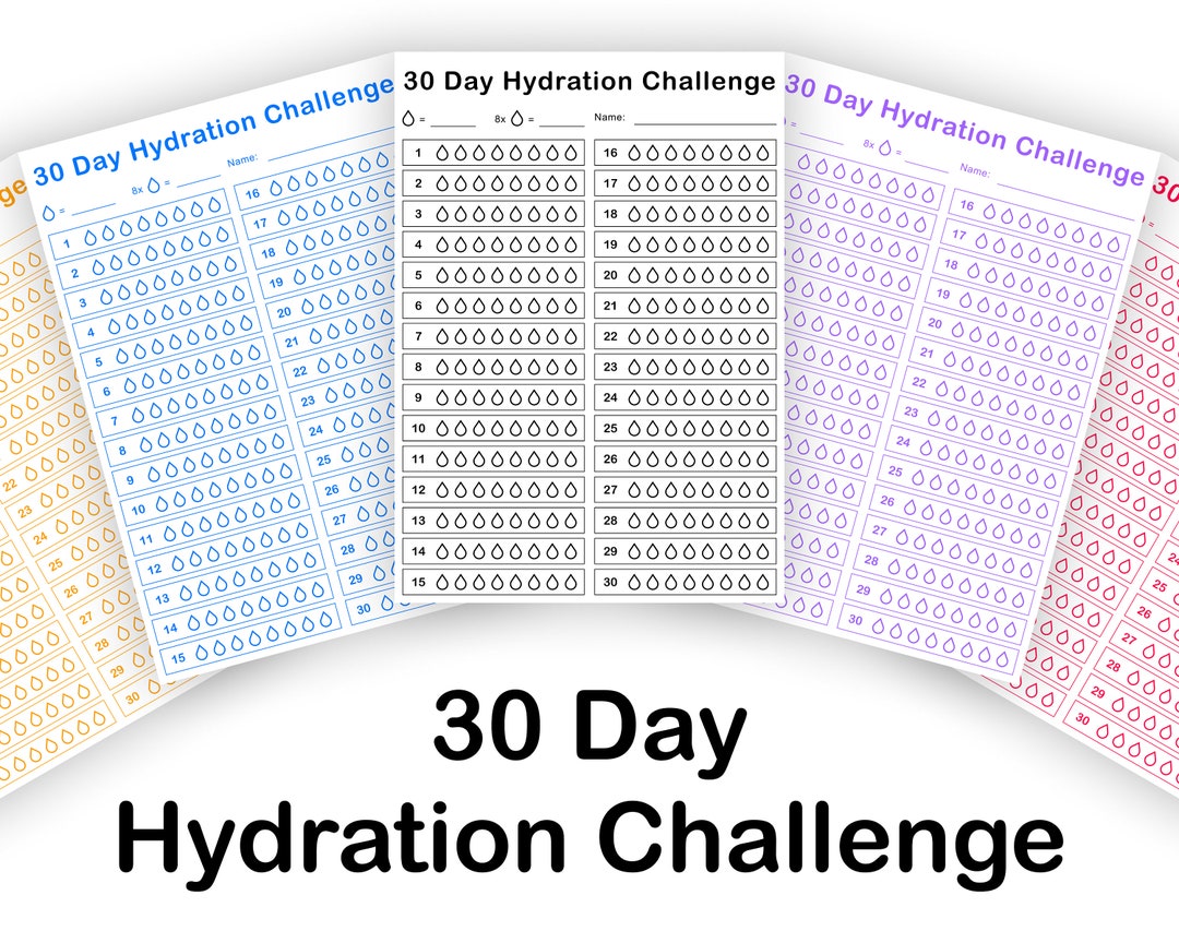 30 Day Hydration Challenge I Printable Water Intake Journal & Diary ...