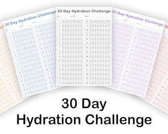 30 Day Hydration Challenge, Water Tracker, Water Diary, - Etsy