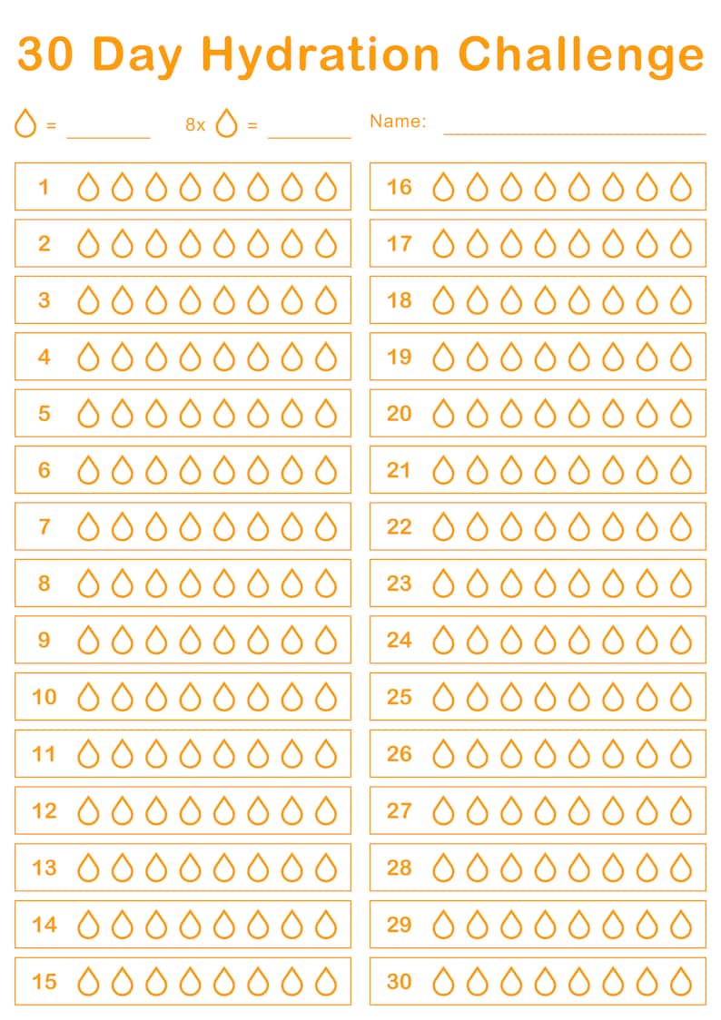 30 Day Hydration Challenge I Printable Water Intake Journal & Diary ...