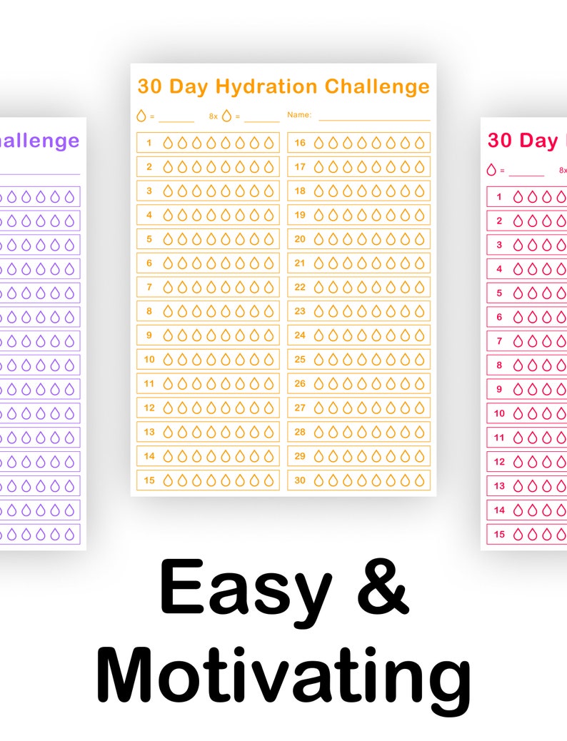 30 Day Hydration Challenge I Printable Water Intake Journal & Diary ...