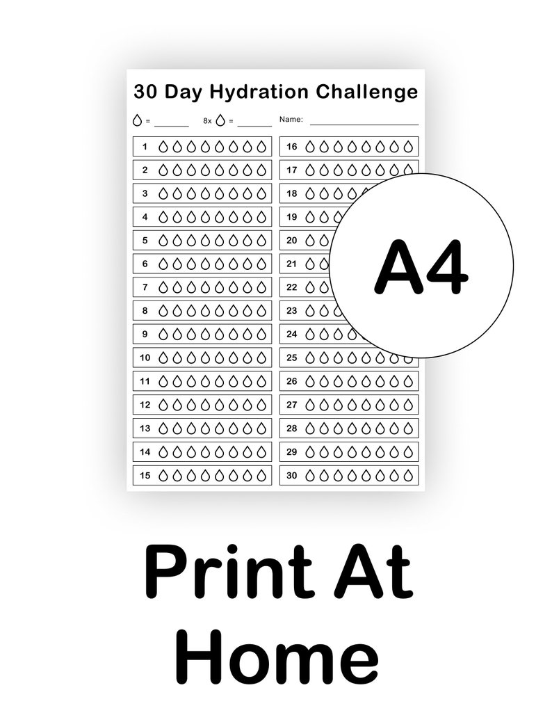 30 Day Hydration Challenge I Printable Water Intake Journal & Diary ...
