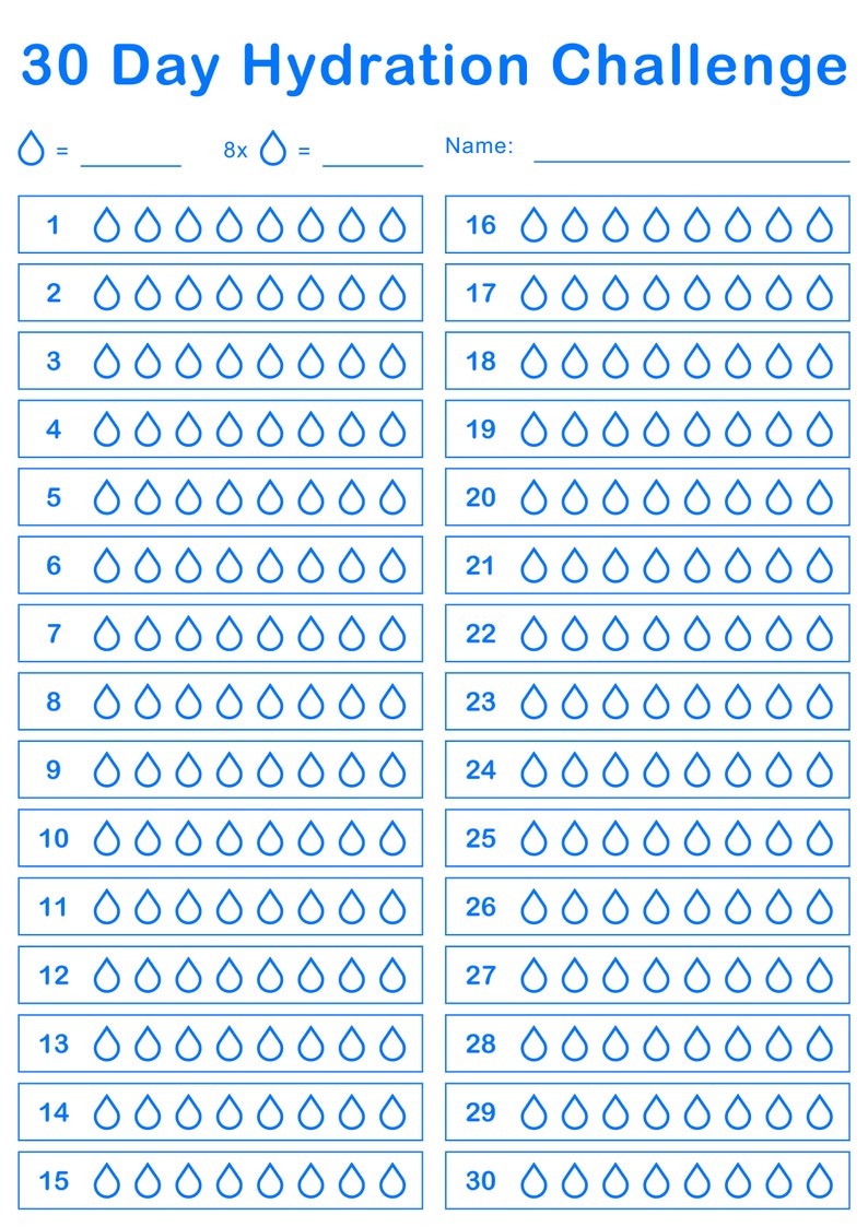 30 Day Hydration Challenge I Printable Water Intake Journal & Diary ...