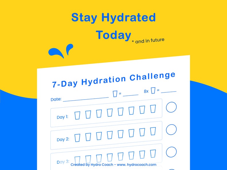 7-day Hydration Challenge I Printable I Water Journal I Drink More ...