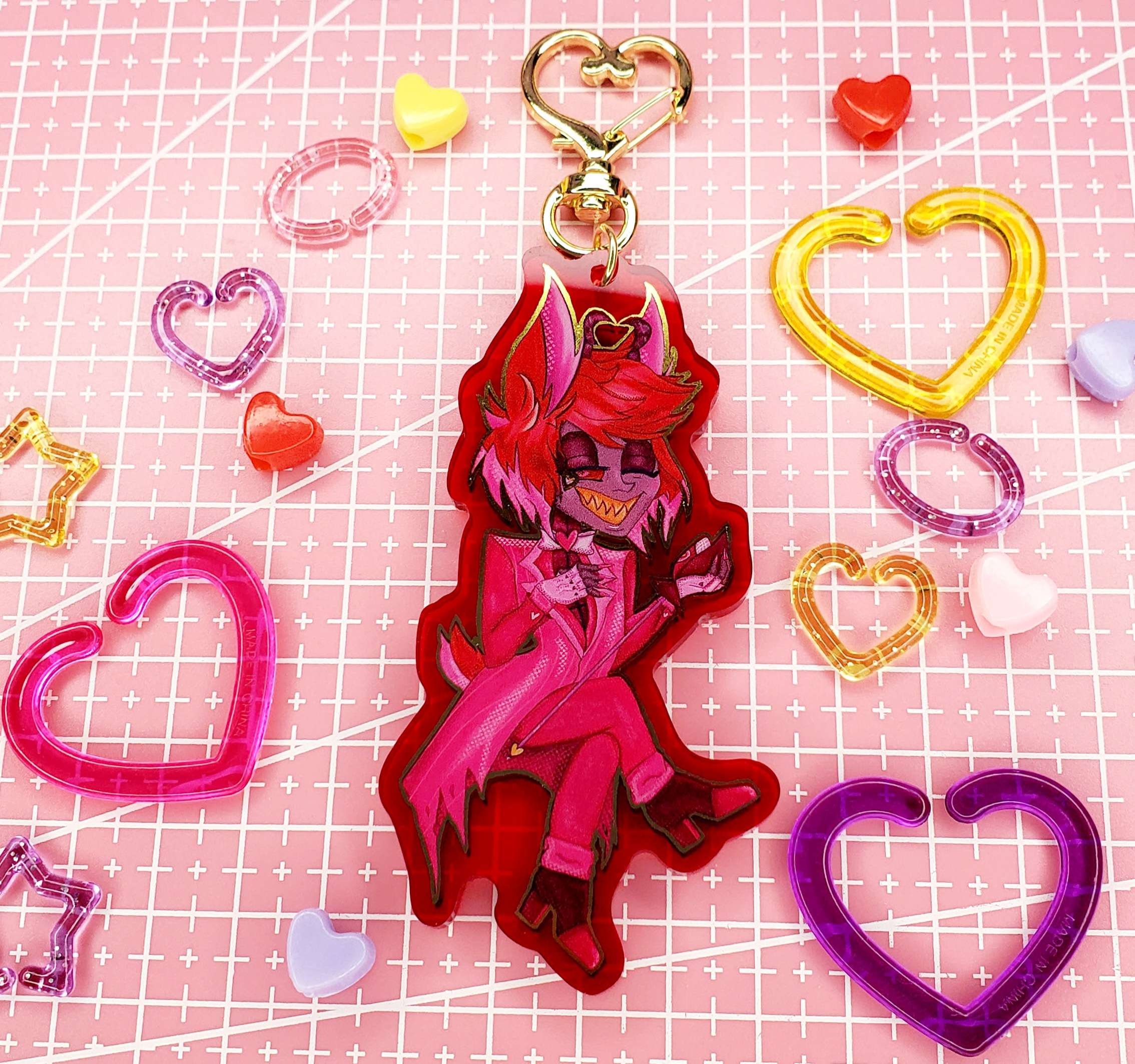 Alastor Hazbin Hotel Valentines Variant Acrylic Charm - Etsy