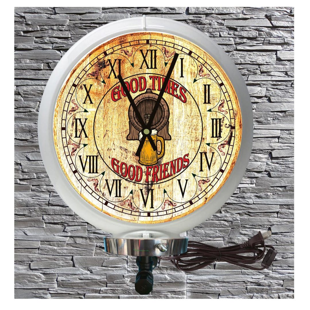 Beer Good Times Oak Style Roman Dial, Bar, Lighted Wall Mount CLOCK ...