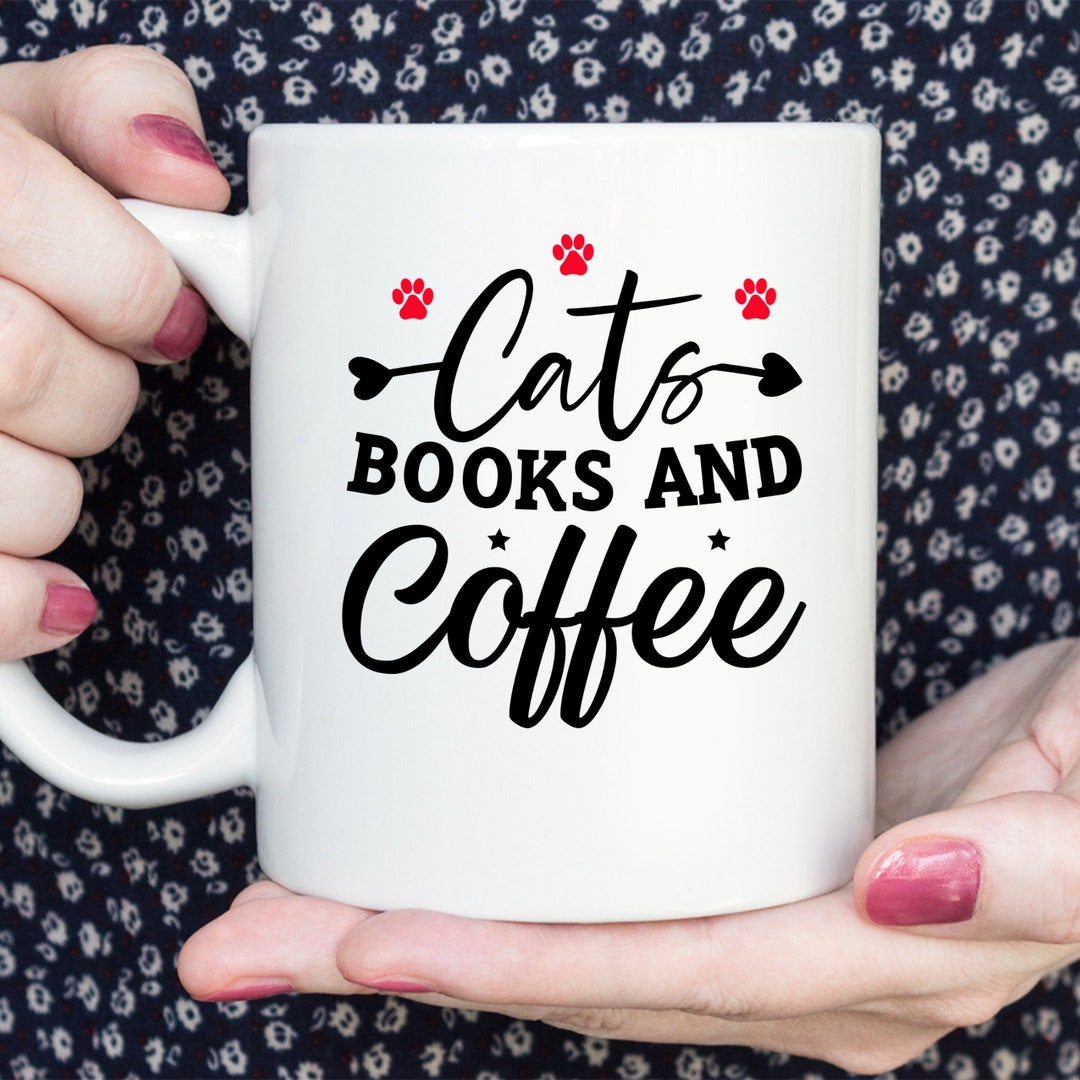 Cat Coffee Mug, Funny Reading Mug, Gift for Cat Lady, Book Reader Who ...