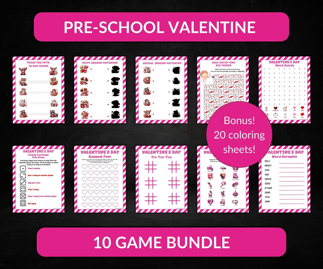 Valentines Day Printable Games, Valentines Games Bundle, Valentines ...