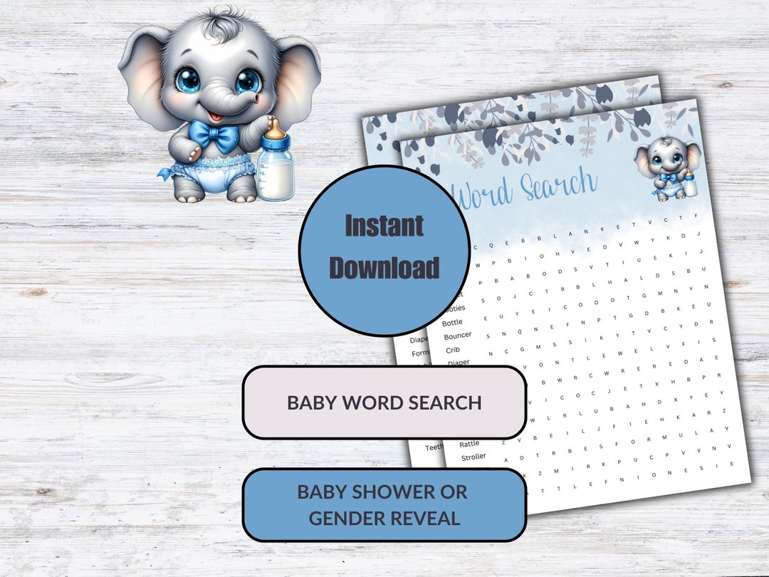Word Search Baby Shower, Baby Shower Game, Digital Download, Boy ...