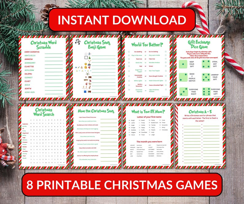Christmas Game Bundle, Christmas Party Games, Instant Download ...