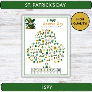 St. Patrick's Day I Spy Game, Picture Puzzle, Fun Printable Game, Party ...