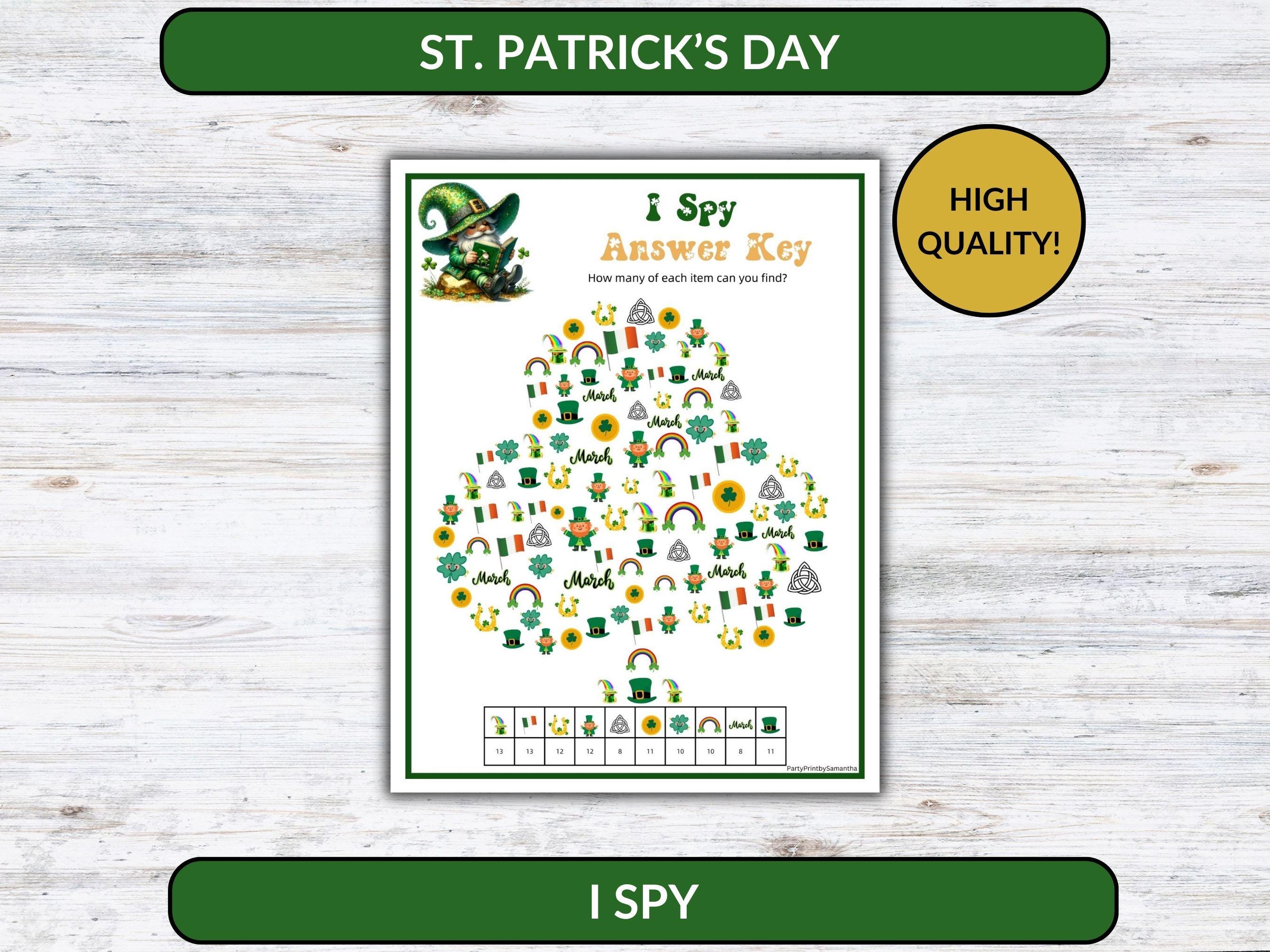 St. Patrick's Day I Spy Game, Picture Puzzle, Fun Printable Game, Party ...
