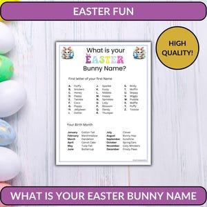 What is Your Easter Bunny Name, Fun Printable Easter Party Game for ...