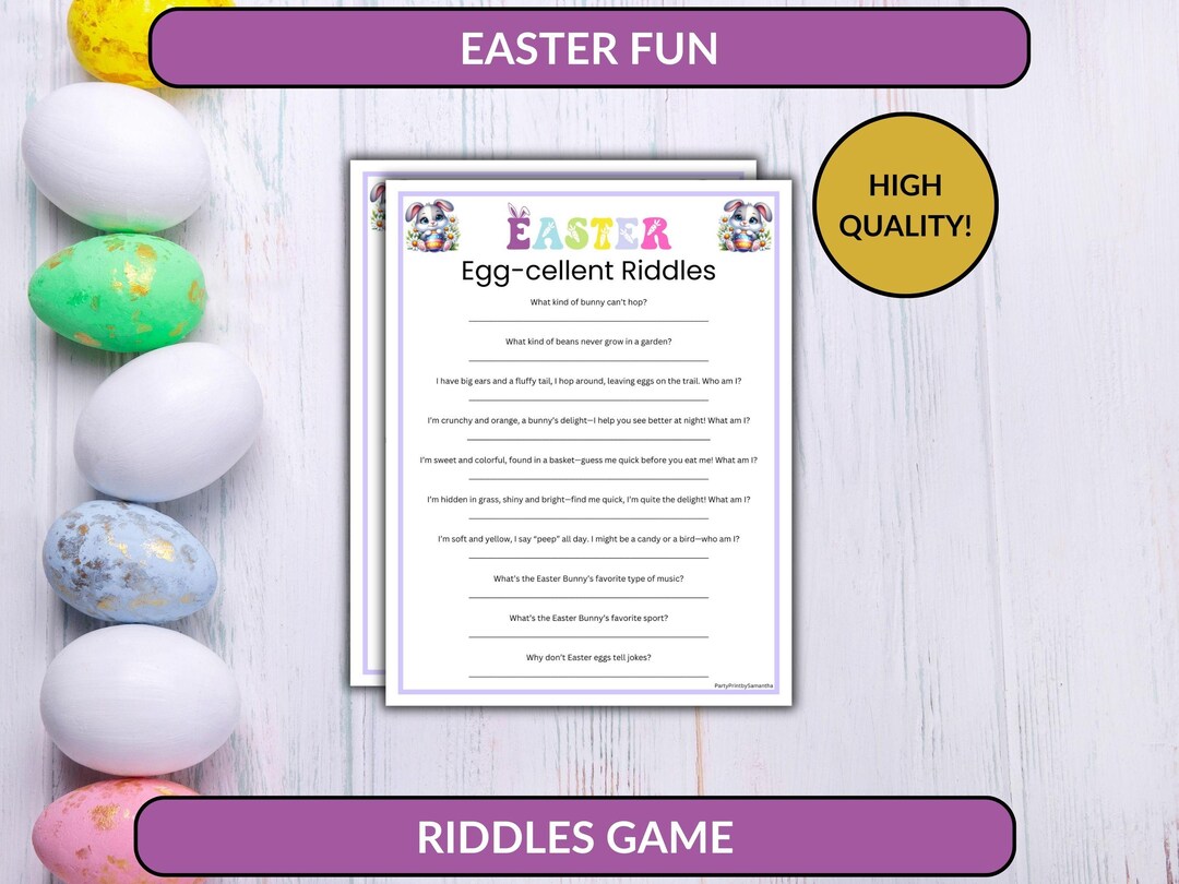 Easter Riddles Game, Fun Printable Easter Activity for Kids & Adults ...