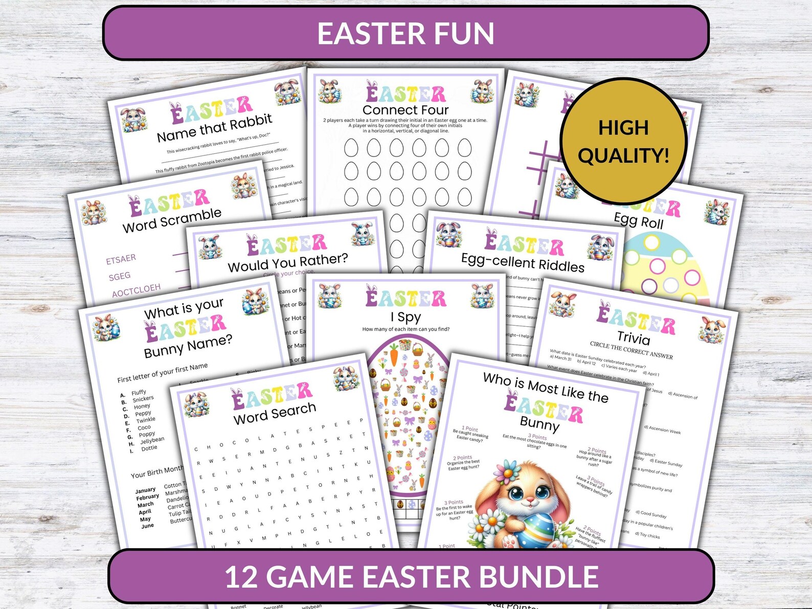 Easter Game Bundle, Printable Easter Party Games for Kids & Adults, Fun ...