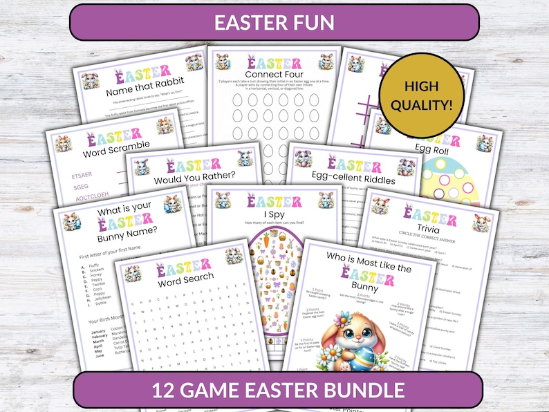 Easter Game Bundle, Printable Easter Party Games for Kids & Adults, Fun ...