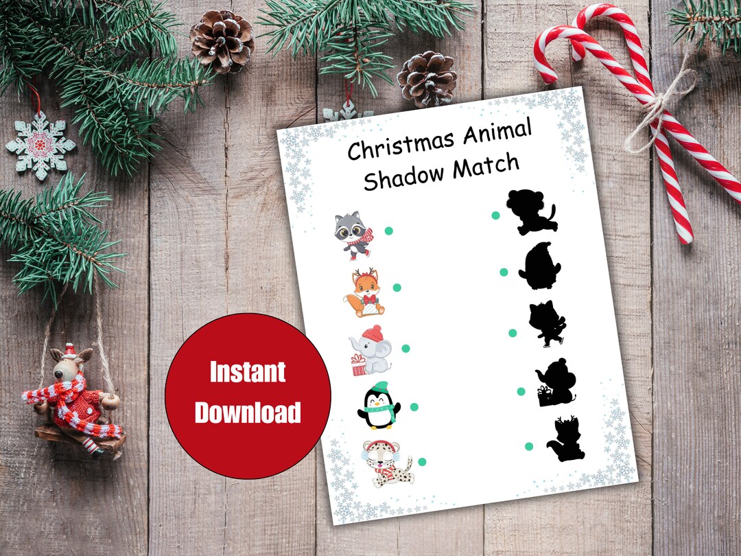 Shadow Matching Christmas Animal Worksheet, Instant Download, a Fun ...