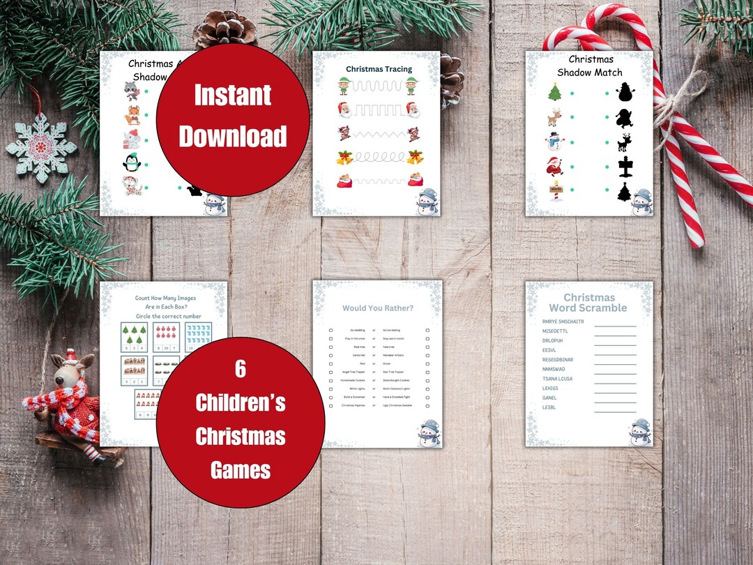 Children's Christmas Games Bundle, Christmas Games, Family Christmas ...