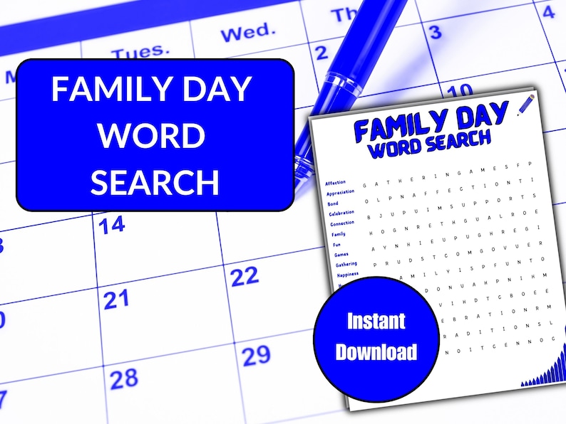 Family Word Search Game, Fun Printable Download, Holiday Puzzle, Party ...