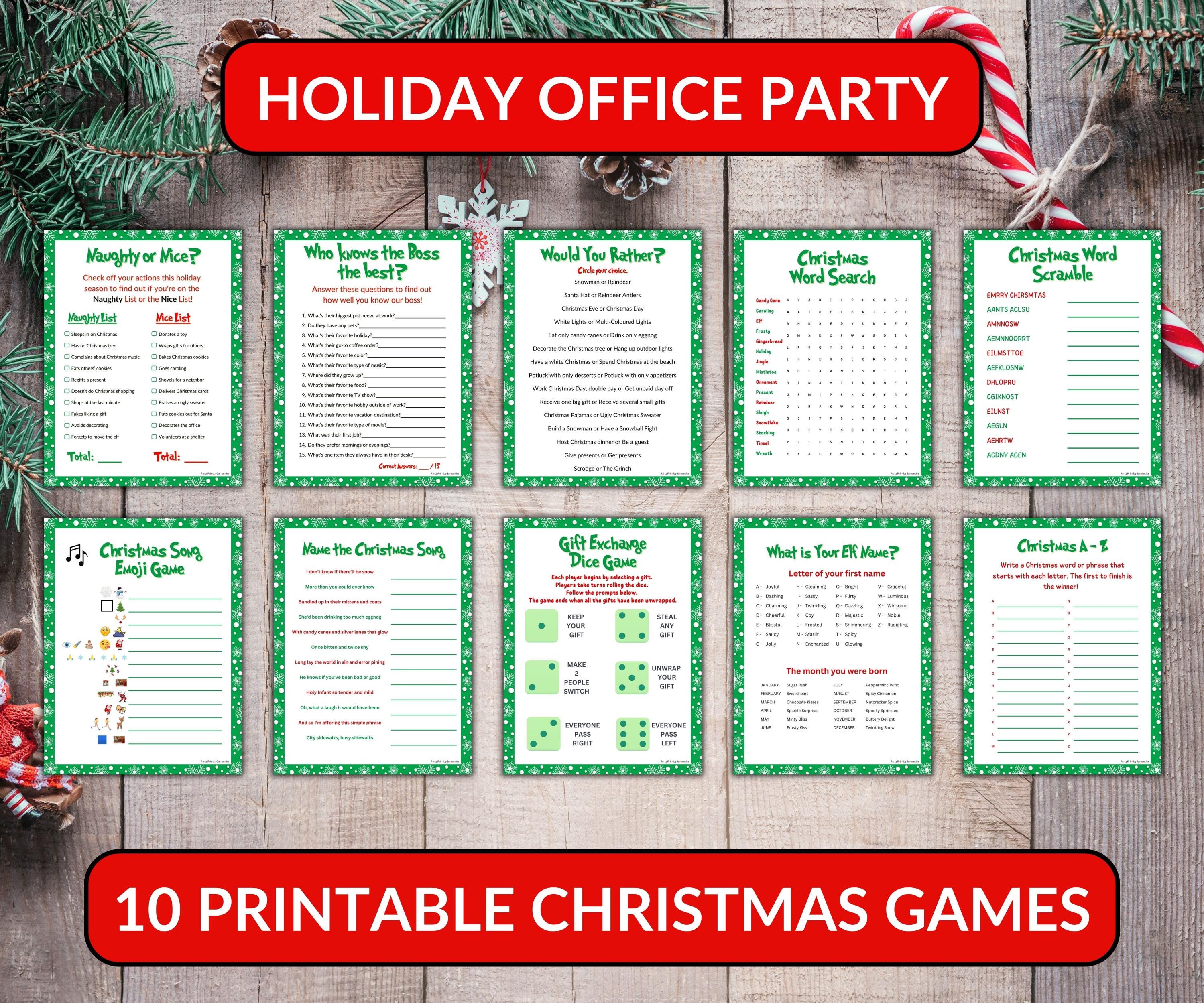 Christmas Office Party Game Bundle, Holiday Office Party Games, Instant ...