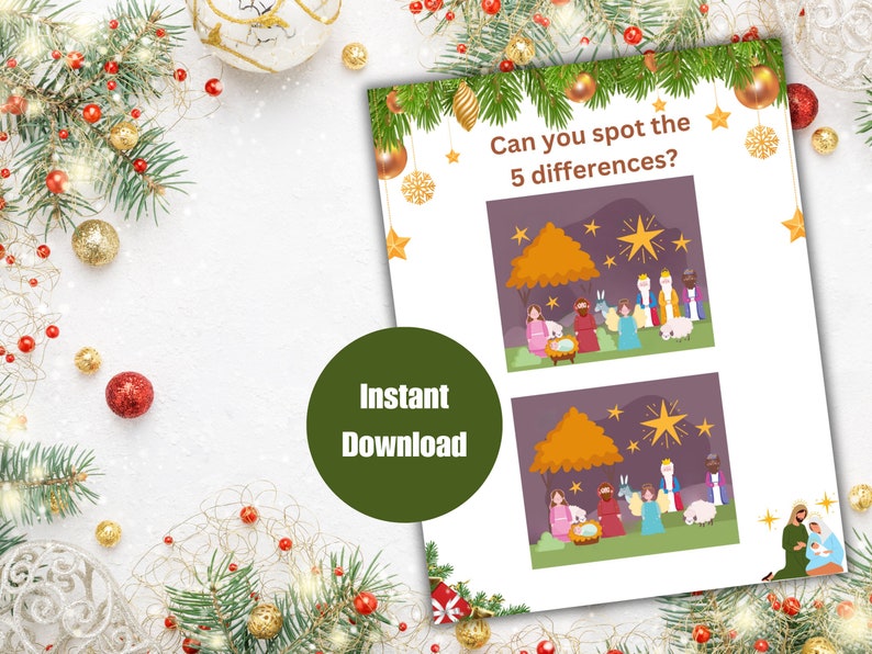 Christmas Nativity Scene Spot the 5 Differences Digital Download. Baby ...