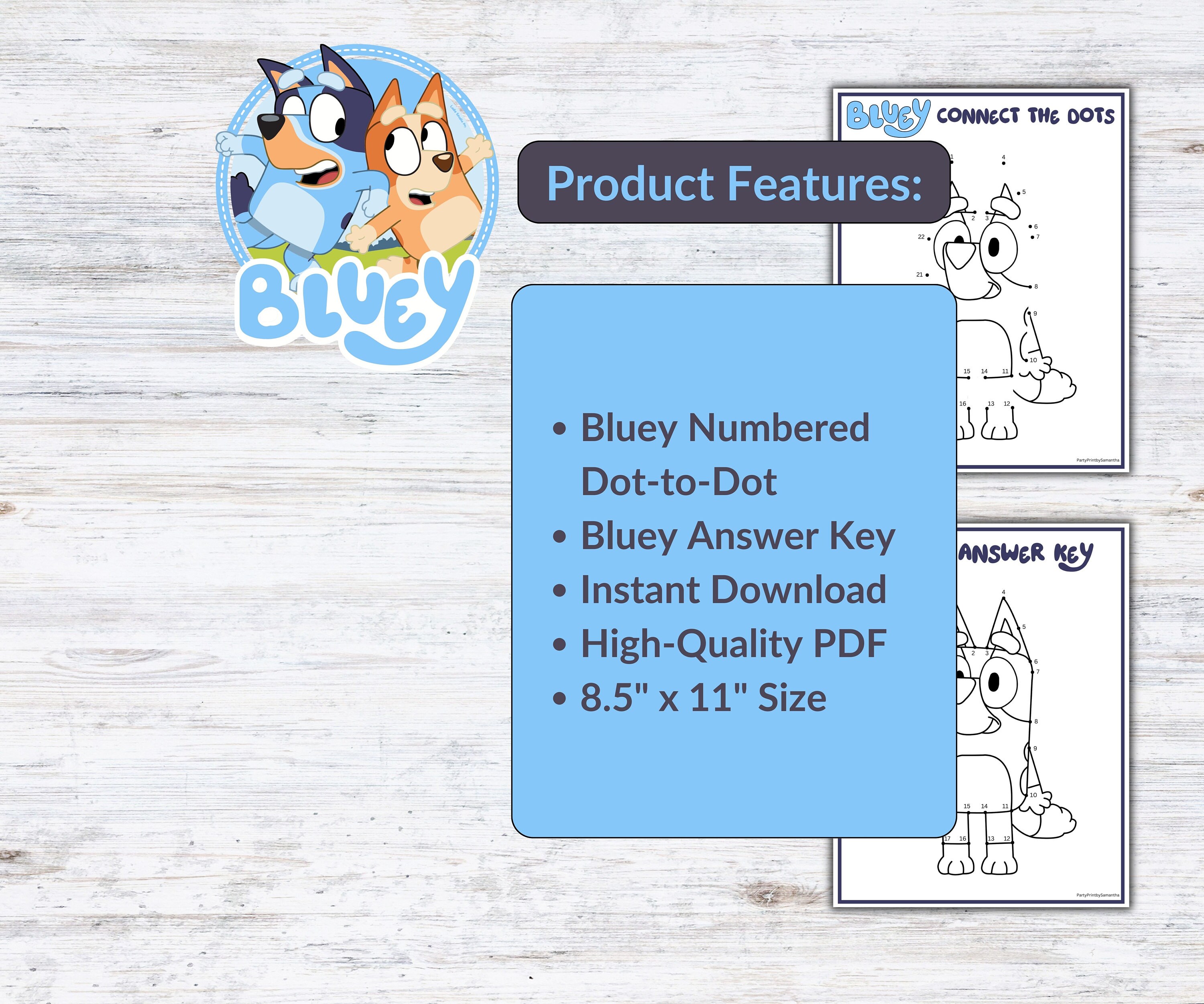 Bluey Numbered Dot-to-dot, Birthday Game, Fun Printable Game, Party ...