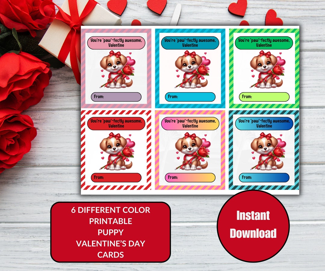 Dog Valentine Cards, Cute Puppy Valentine Cards, Animal Valentine Card ...