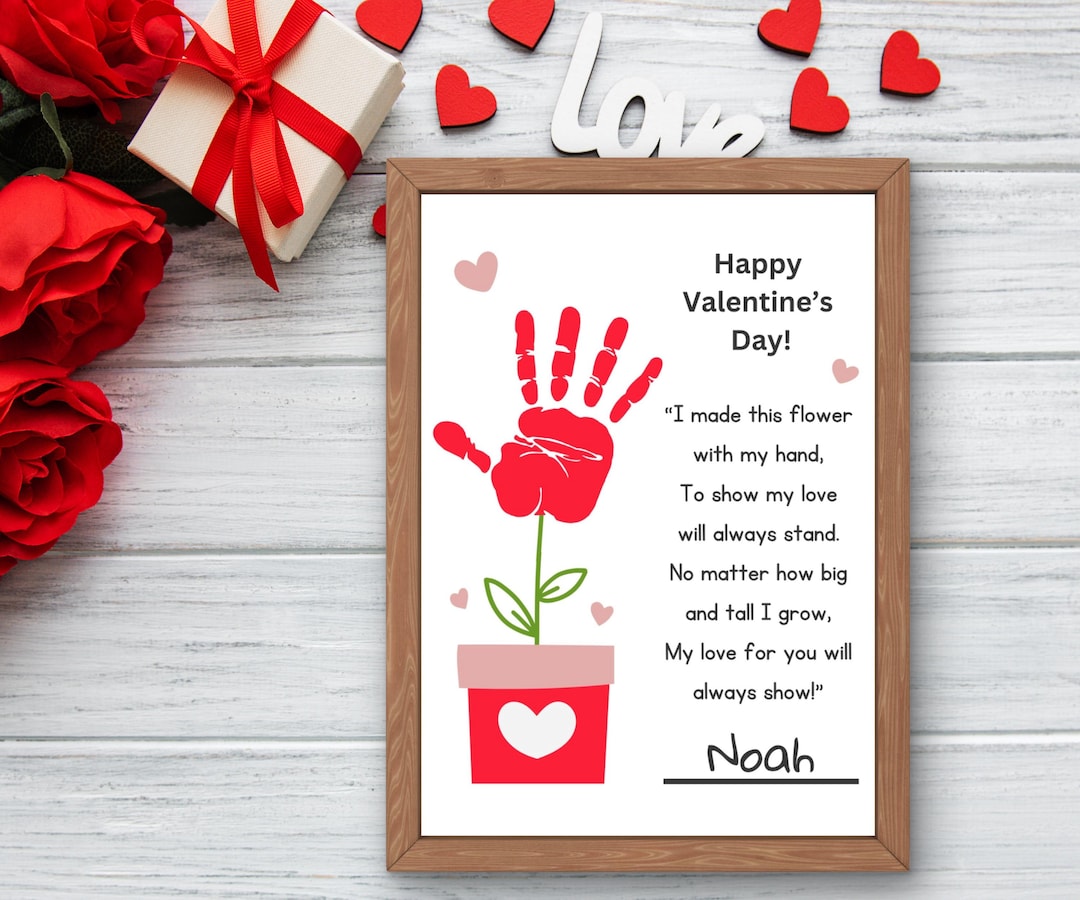Valentine Handprint Craft for Kids, Flower Poem, DIY Keepsake, Fun ...
