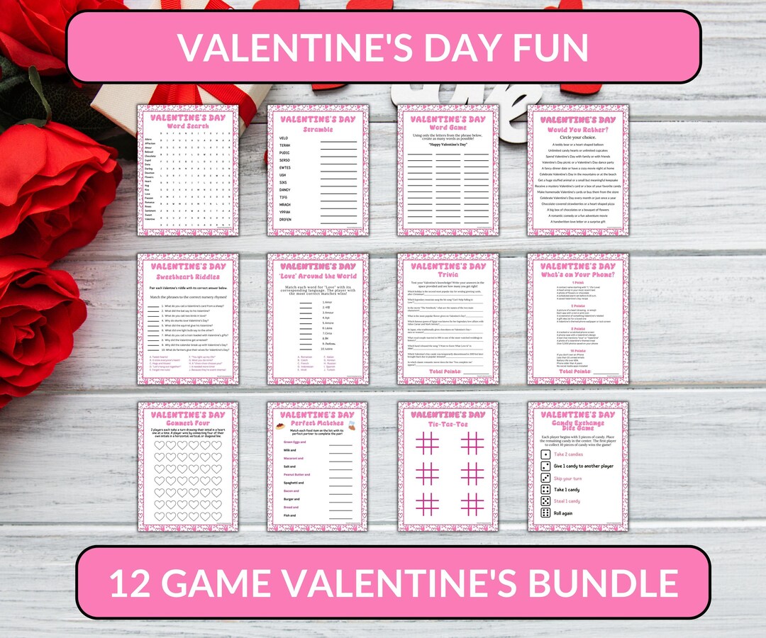 Valentines Day Printable Games, Valentines Game Bundle, Valentines Kids ...