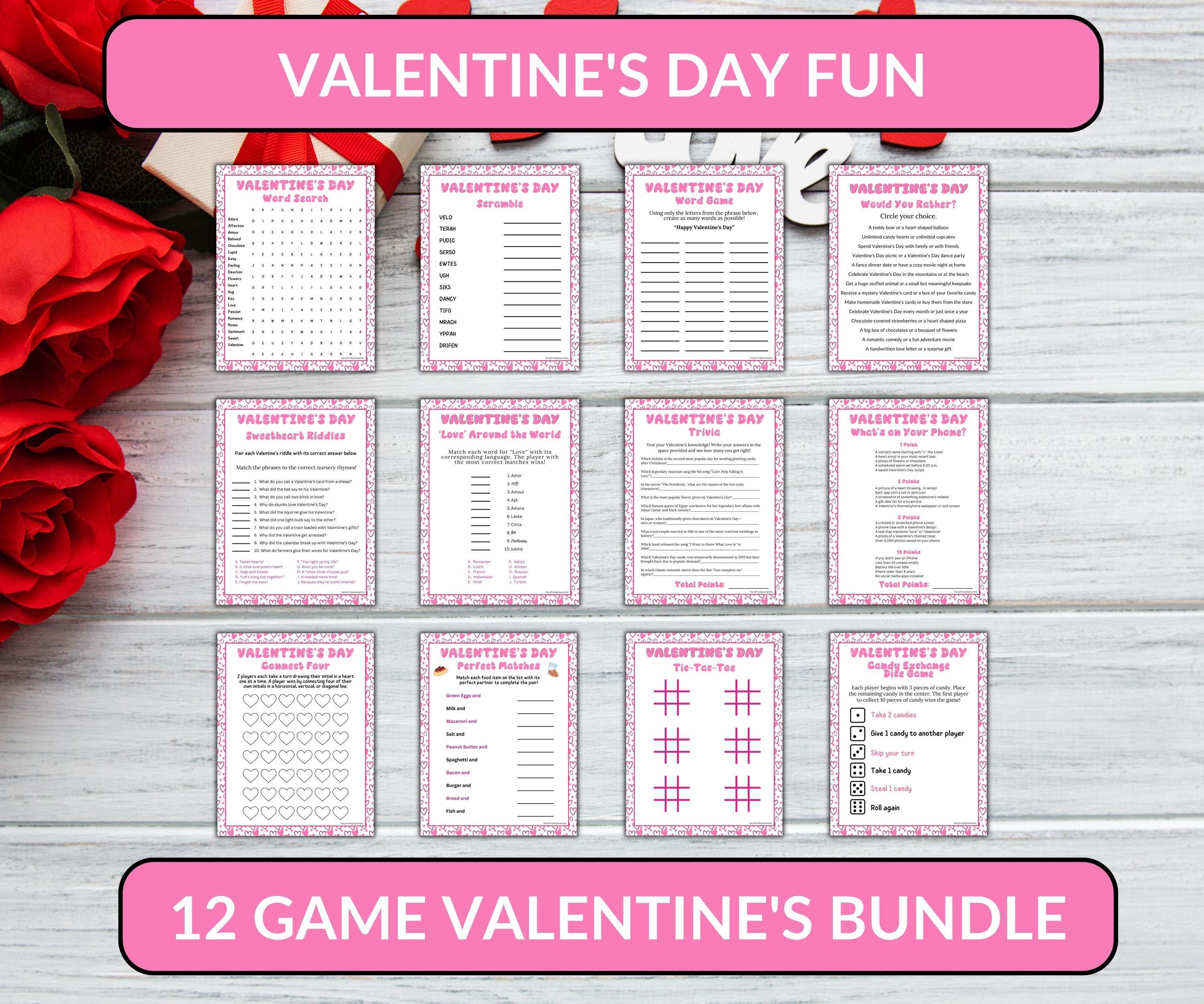 Valentines Day Printable Games, Valentines Game Bundle, Valentines Kids ...