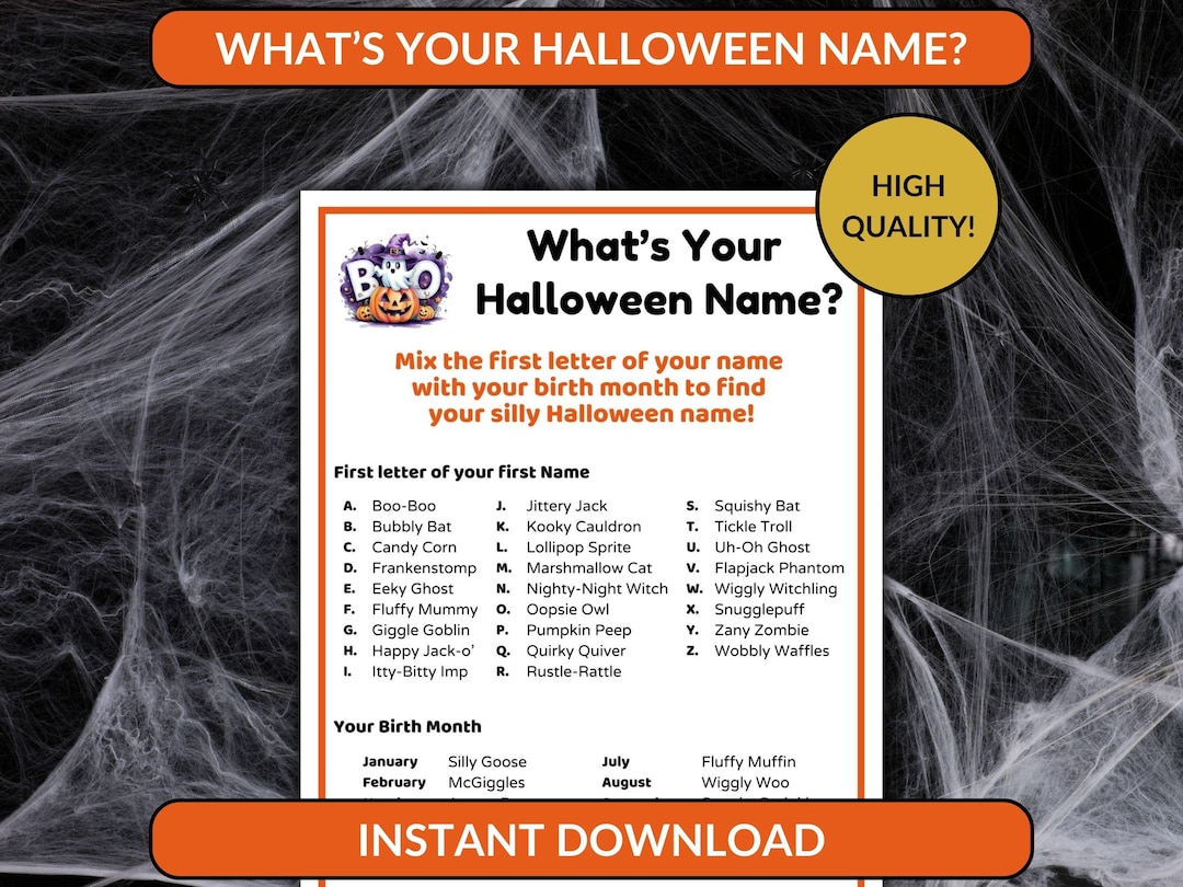 What’s Your Halloween Name Game Printable • Kids Classroom Party ...