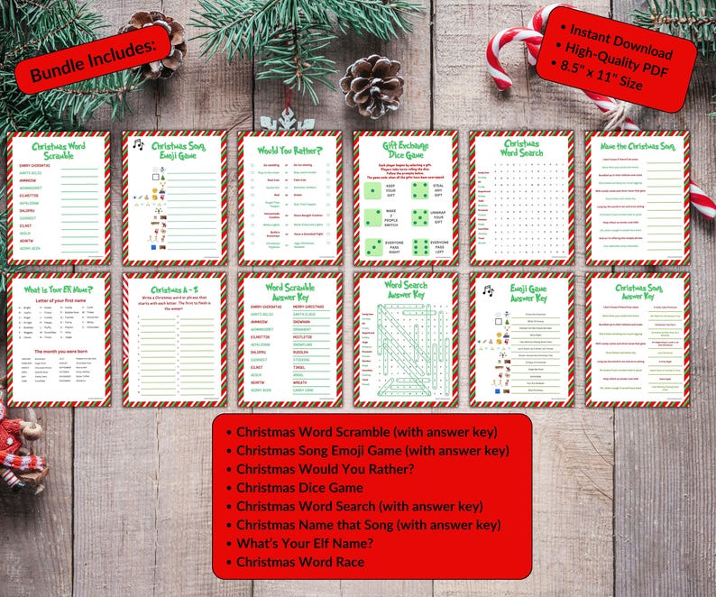 Christmas Game Bundle, Christmas Party Games, Instant Download ...