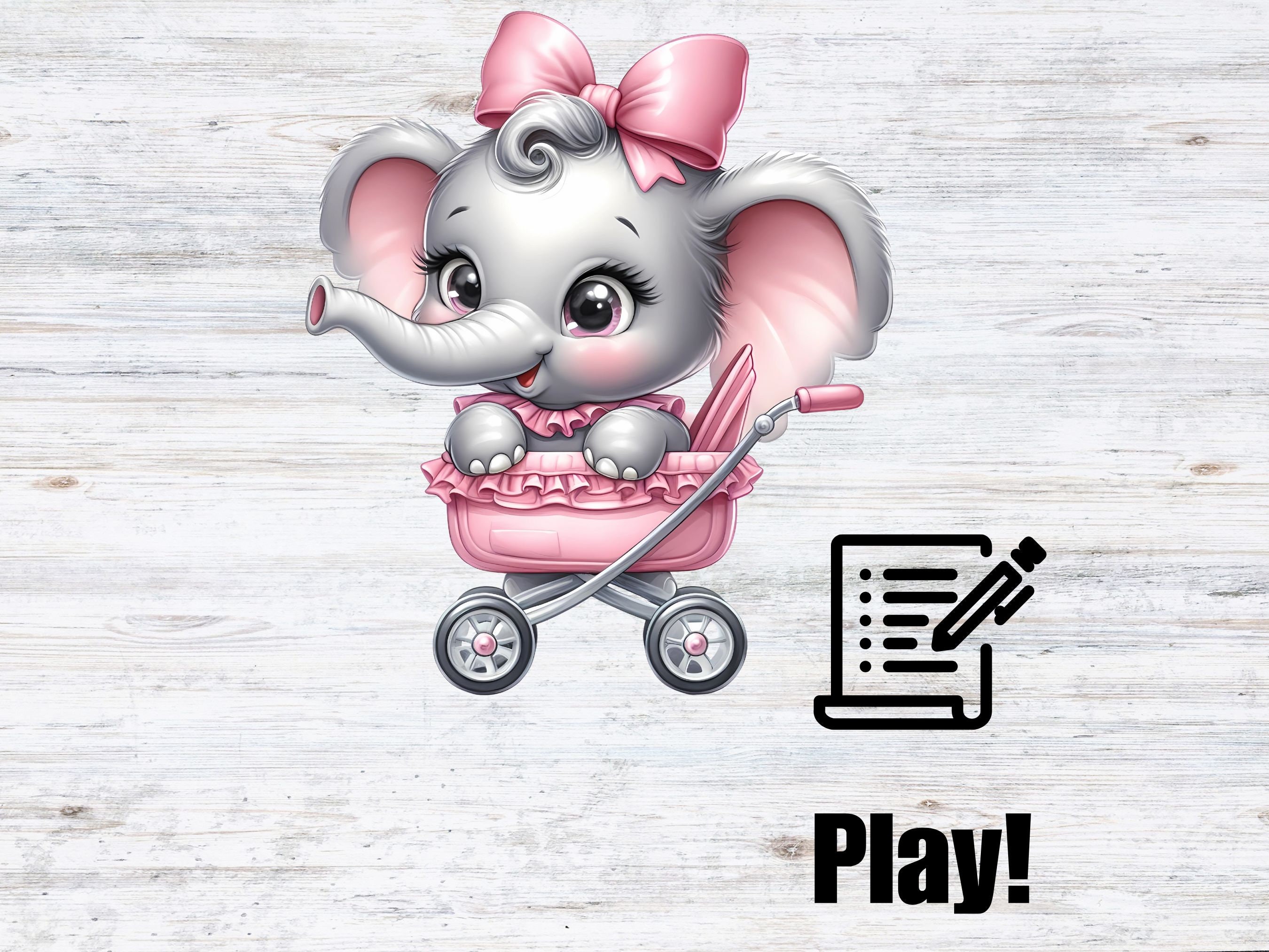 Baby Trivia Game, Baby Shower Game, Digital Download, Girl Elephant ...