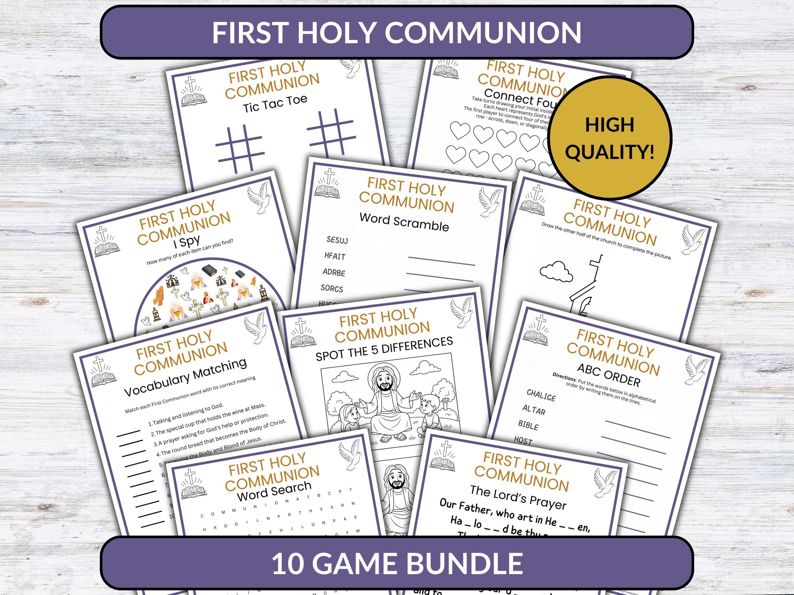 First Holy Communion Game Bundle, Printable Religious Games for Kids ...