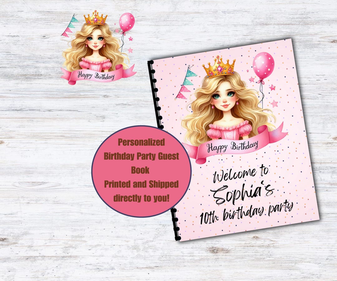 Princess Birthday Party Guest Book, Party Booklet Customized for the ...