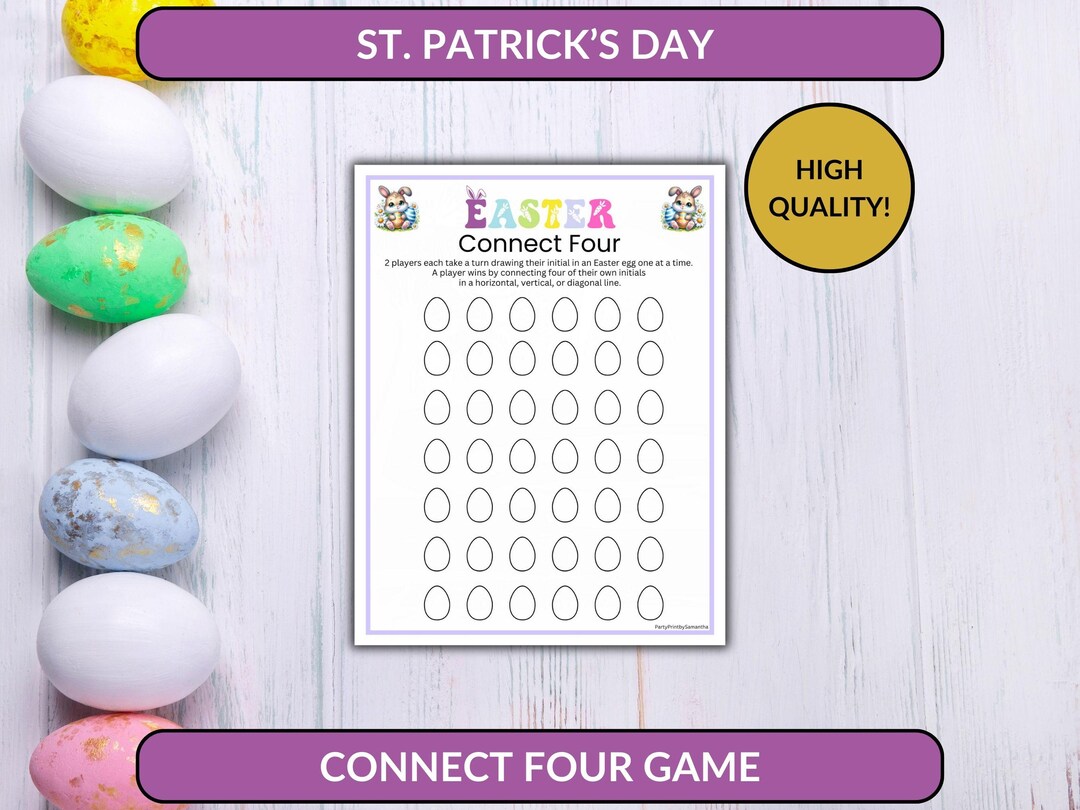 Easter Connect Four Game, Fun Printable Easter Puzzle for Kids & Adults ...