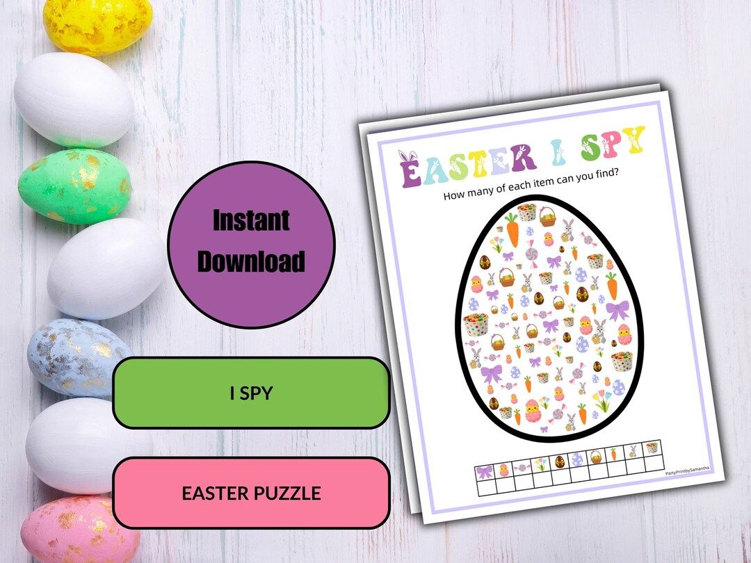 Easter I Spy Game, Picture Puzzle, Fun Printable Game, Party Game for ...