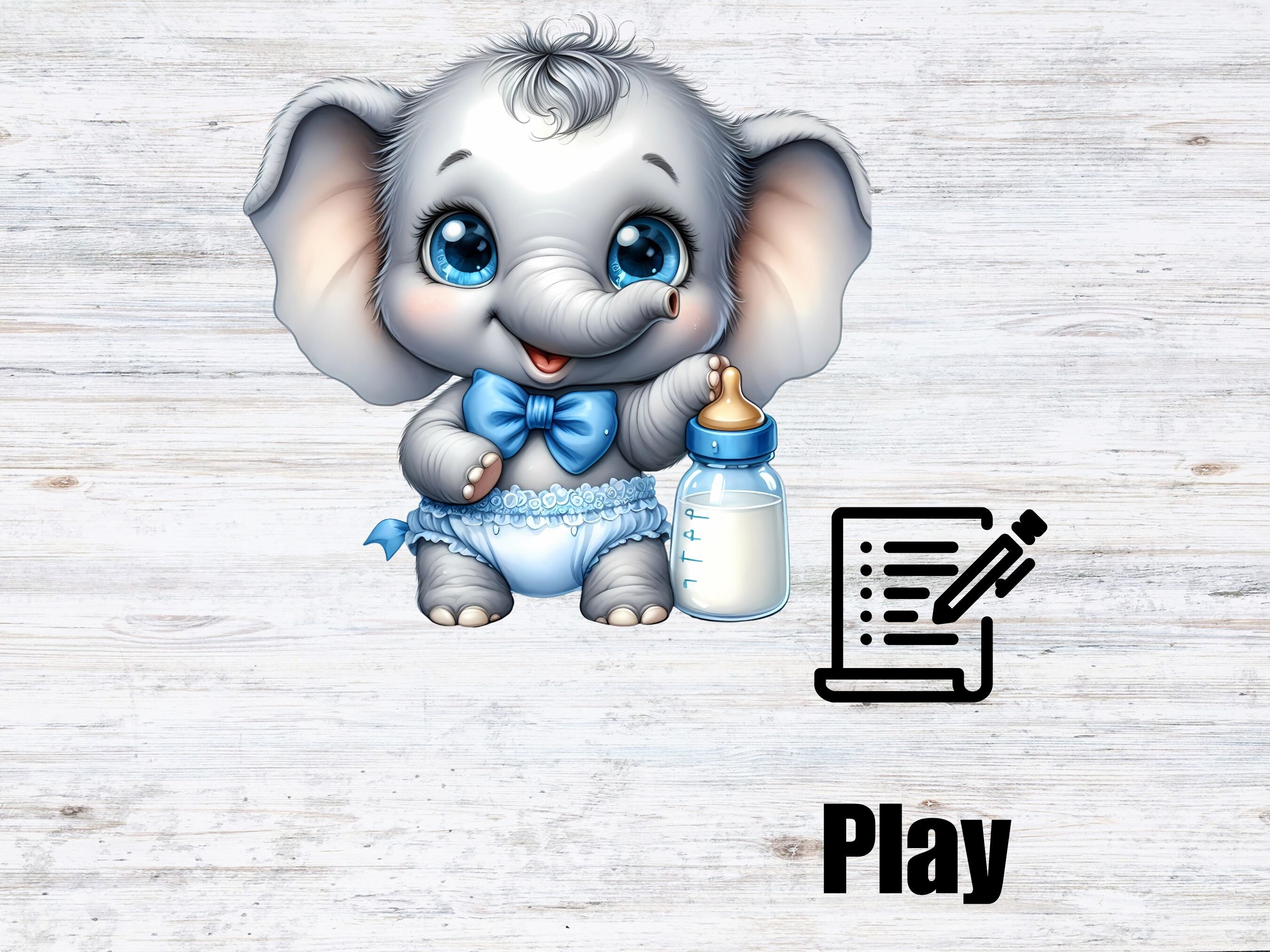 Baby Trivia Game, Baby Shower Game, Digital Download, Boy Elephant ...